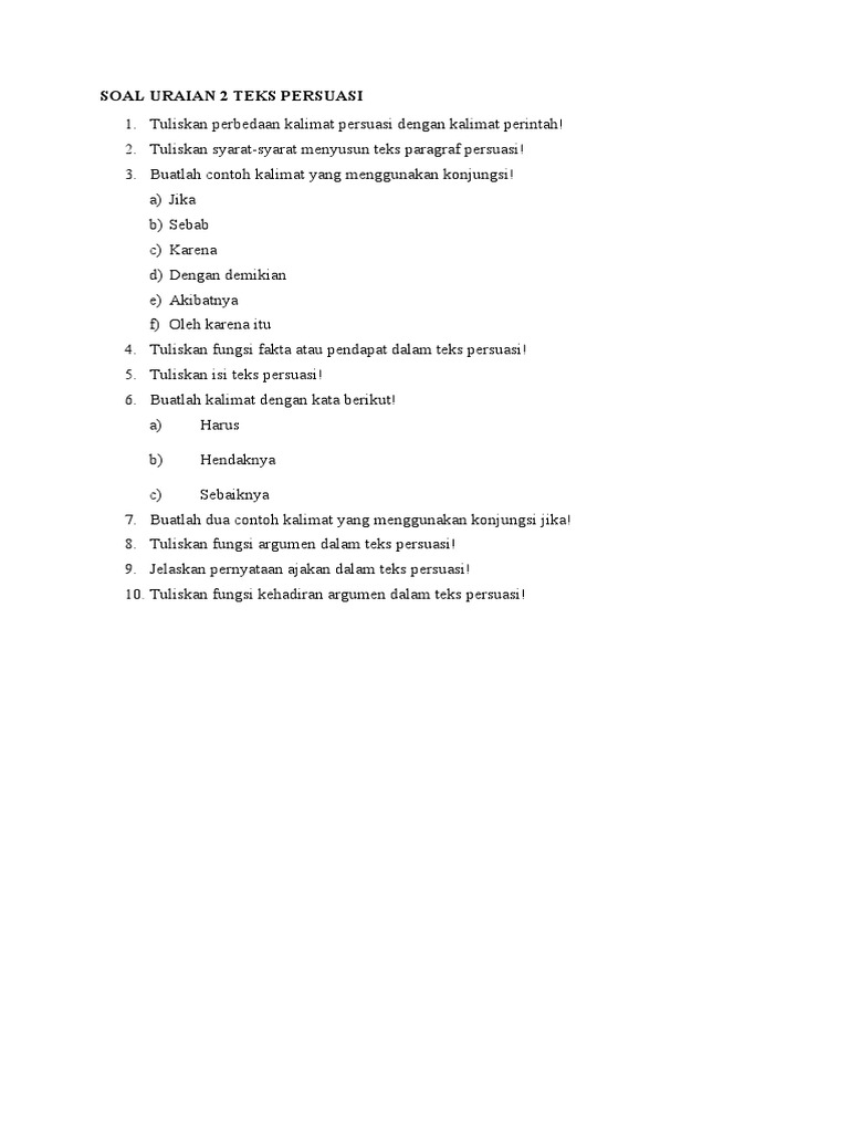 Soal Uraian 2 Teks Persuasi | PDF