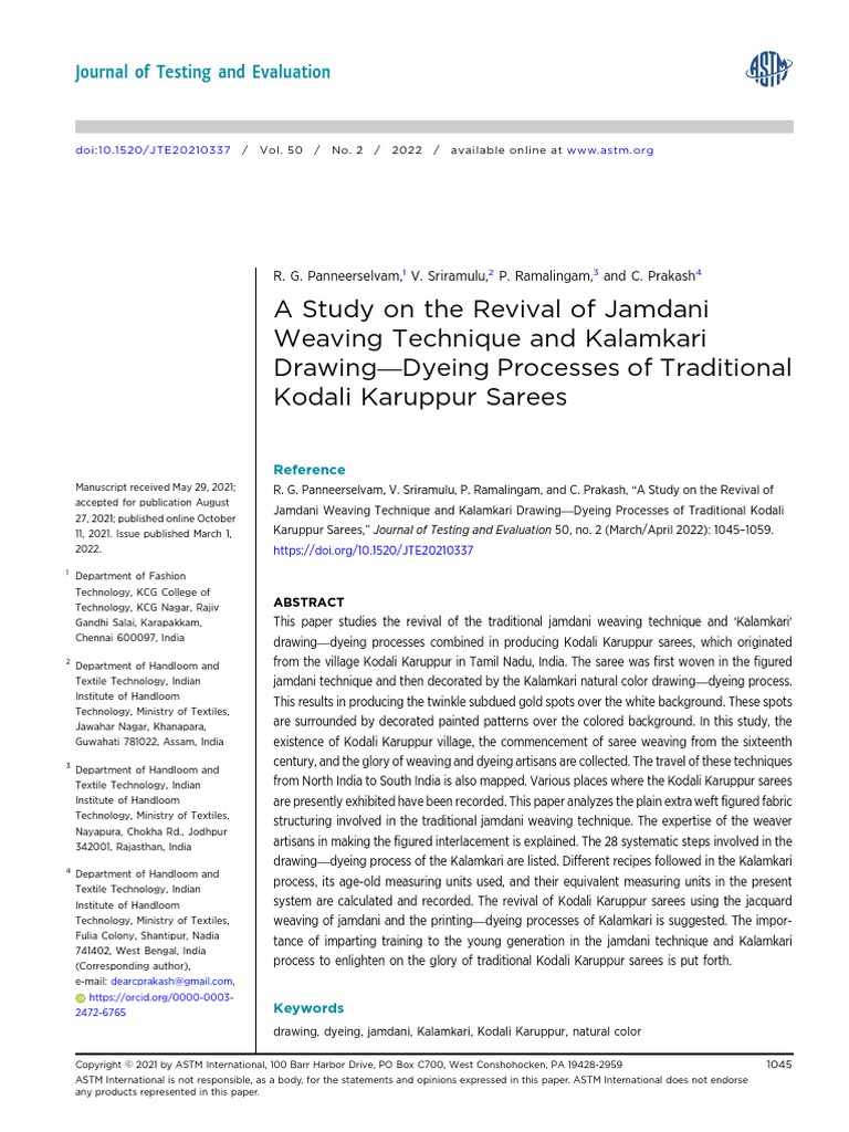 A Study On The Revival of Jamdani Weaving Technique and Kalamkari ...
