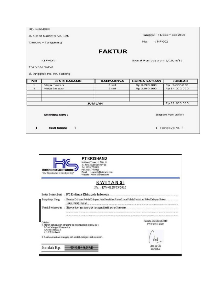 Contoh Bukti Transaksi | PDF