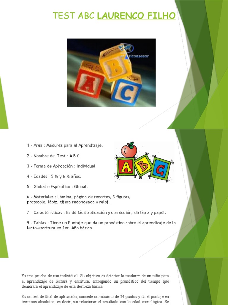 Test Abc Laurenco Filho | PDF | Aprendizaje