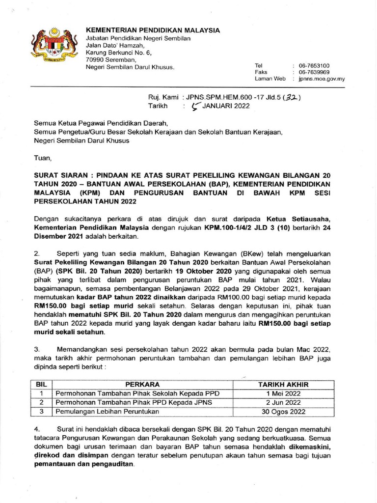 Surat Siaran Pindaan SPK Bil 20 Tahun 2020 - Compressed | PDF