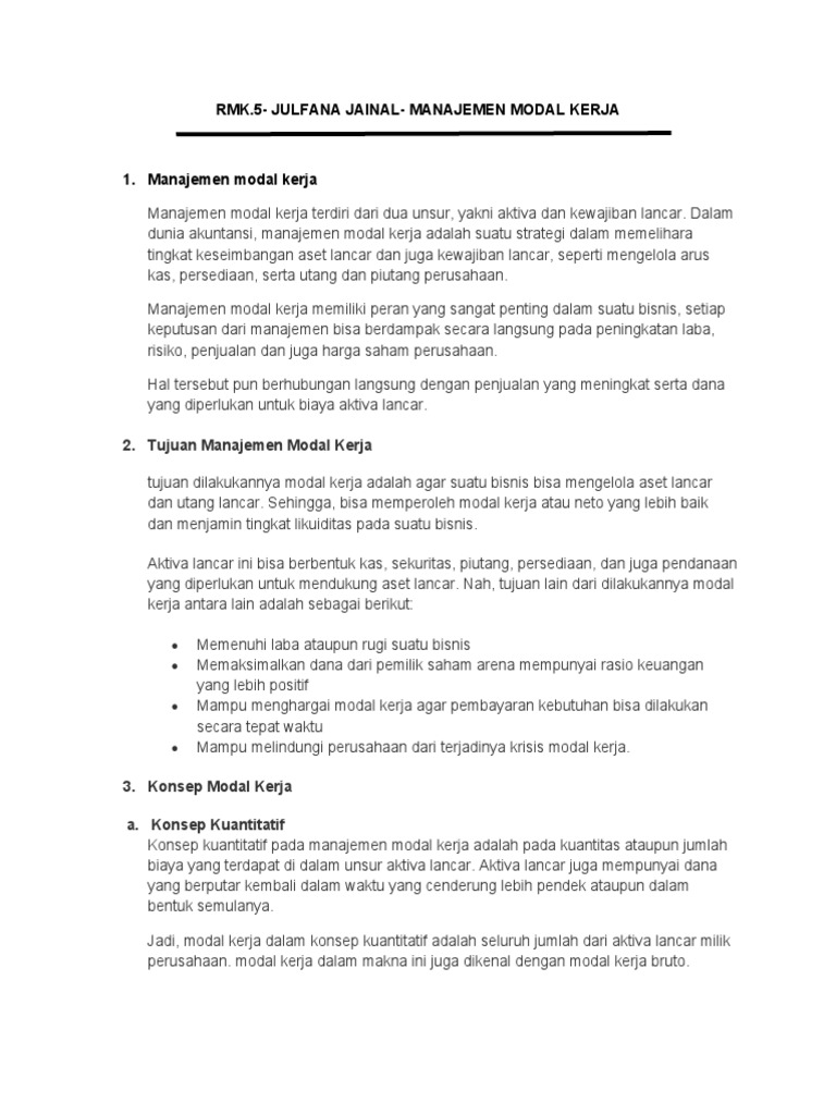 Manajemen Modal Kerja RMK 5 | PDF