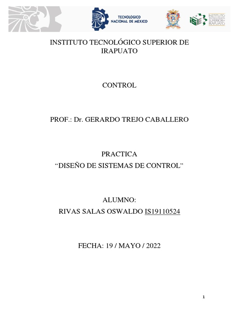 Control Act3 Parcial3 Rivas Salas Oswaldo | PDF | Modelo matemático | Sistema de control