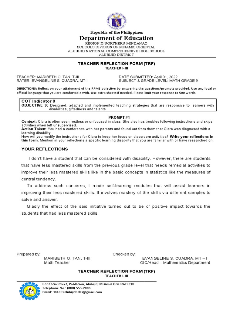 Reflection and Annotations - REY COT2 | PDF | Intellectual Giftedness ...