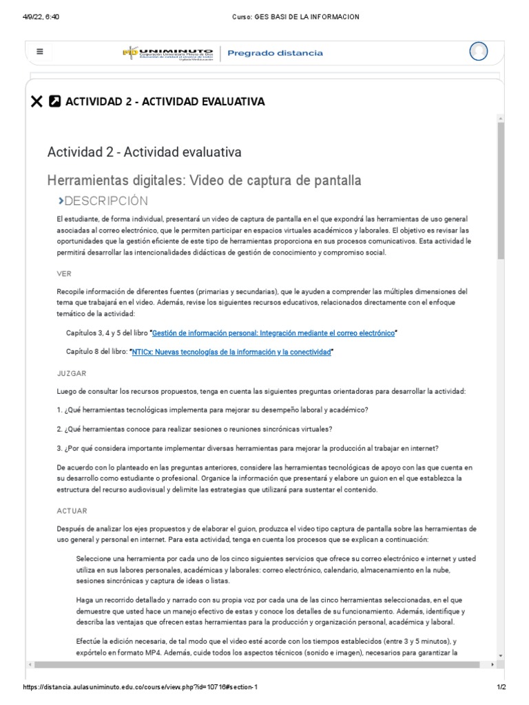 Curso - GES BASI DE LA INFORMACION Actividad 2 | PDF | Internet | Información