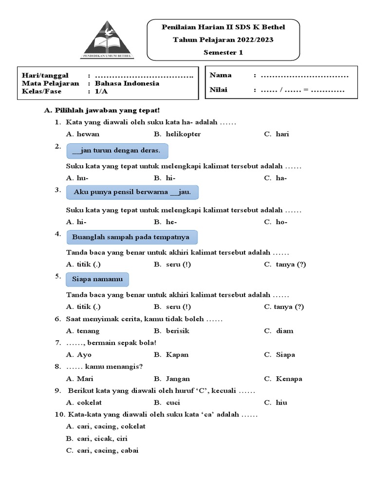 Daily Assessment of Indonesian Language Skills | PDF