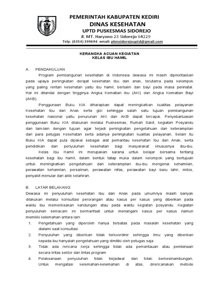 KAK Kelas Ibu Hamil Sidorejo 2022 | PDF