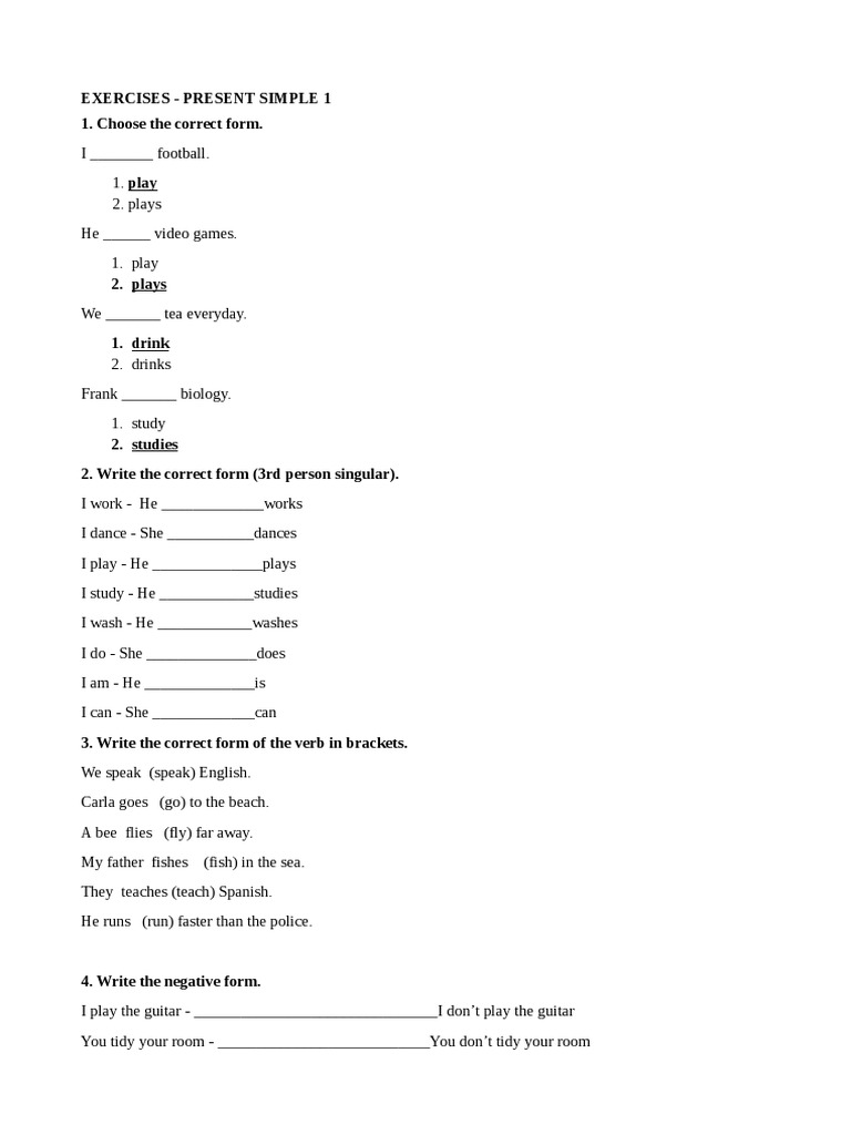 Present Simple Activities | PDF