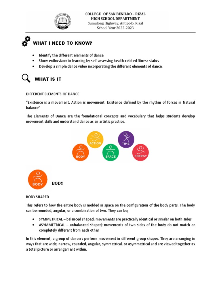 Elements of Dance Module. | PDF | Dances | Rhythm