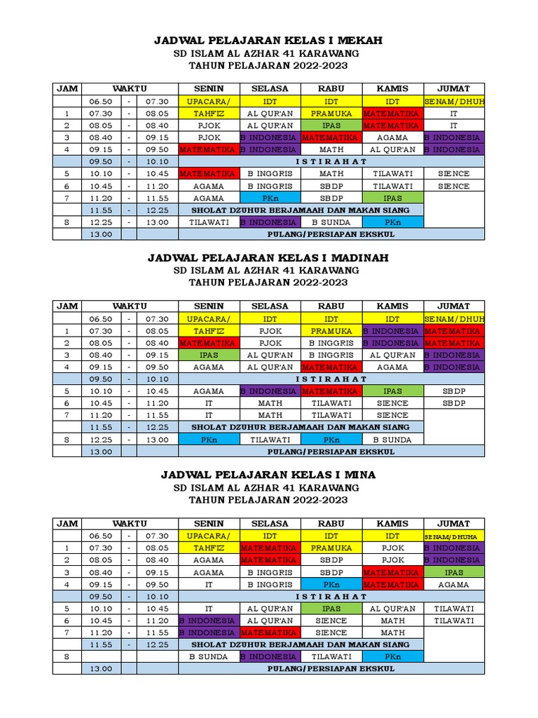 Jadwal Pelajaran 2022-2023 | PDF | Sains & Matematika