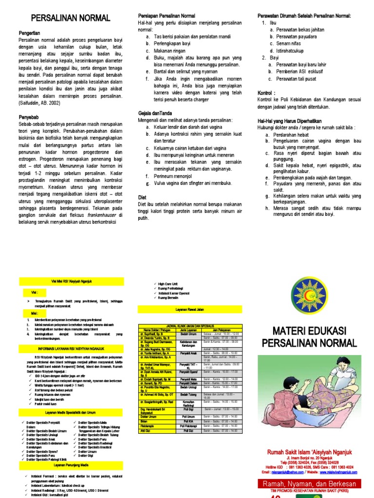 Leaflet Persalinan Normal | PDF