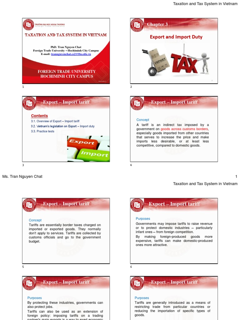 Vietnam Tax - C3 Export and Import Duty - Preclass | PDF | Taxes | Tariff