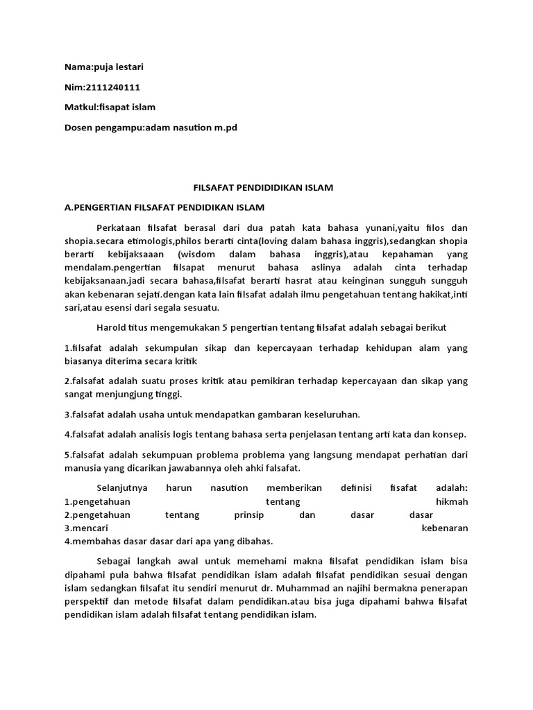 Filsafat Pendidikan Islam | PDF | Ilmu Sosial | Sains & Matematika