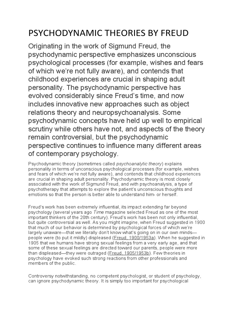 Overview of Psychodynamic Theory | PDF | Id | Psychoanalysis