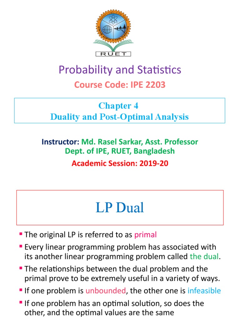Chapter 4 Duality and Post Optimal Analysis | PDF | Mathematical Optimization | Linear Programming