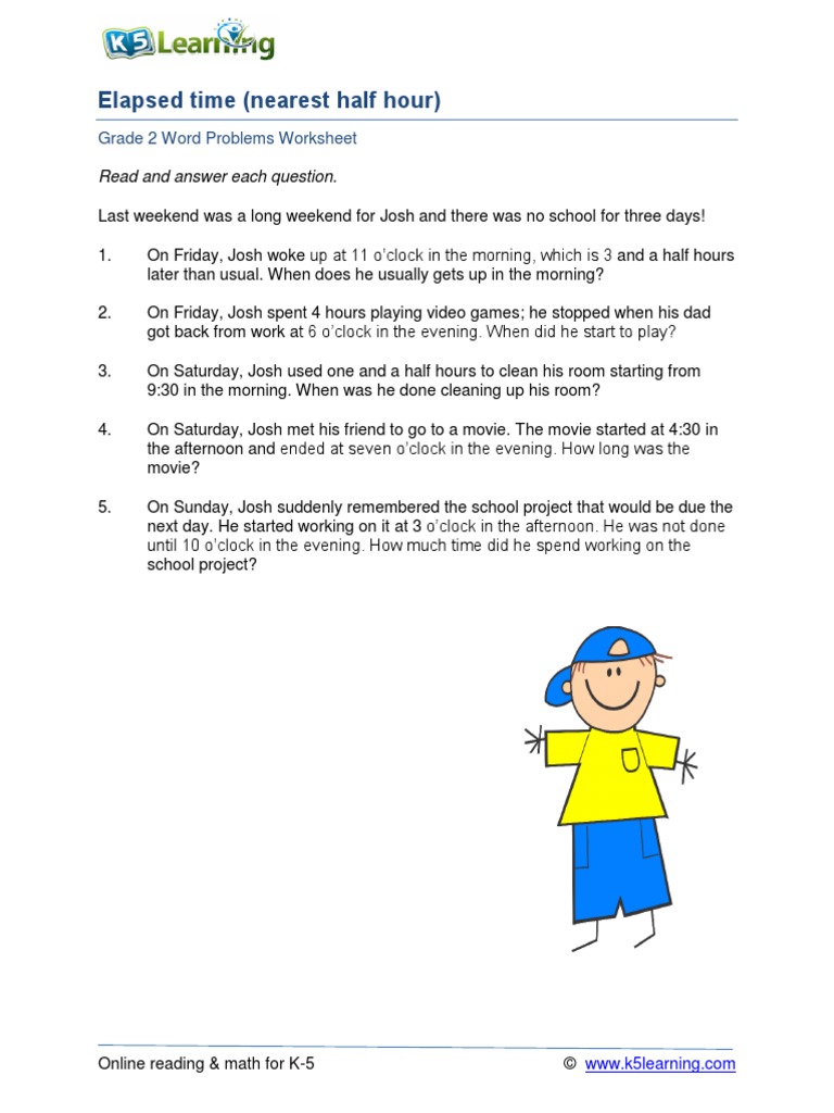 Grade 2 Elapsed Time Word Problems | PDF