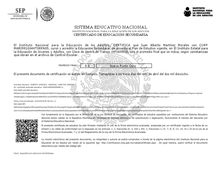 Certificado Sep | PDF