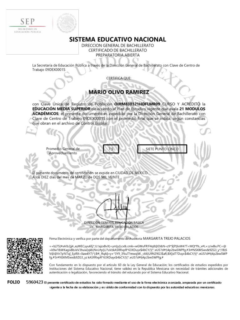 Certificado Prepa2 | PDF | Science