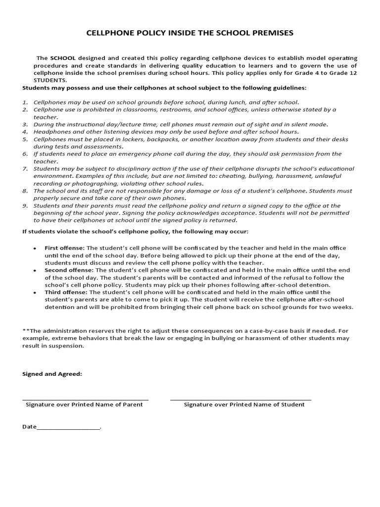 School Cellphone Policy Guidelines | PDF | Self-Improvement
