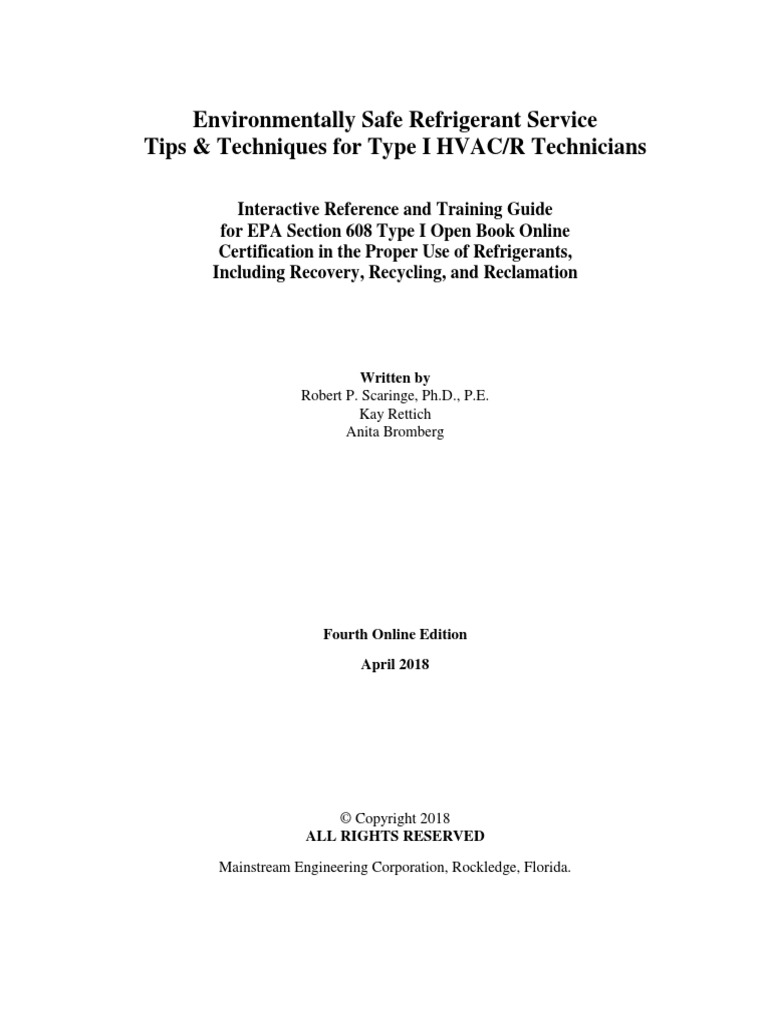 EPA Section 608 Type I Open Book Manual | PDF | Ozone Depletion ...