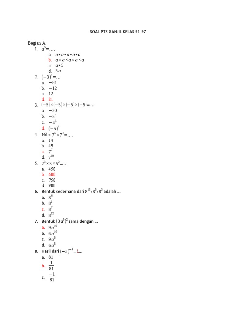 Soal Pts Ganjil Kelas 91-97 2022 - 2023 | PDF