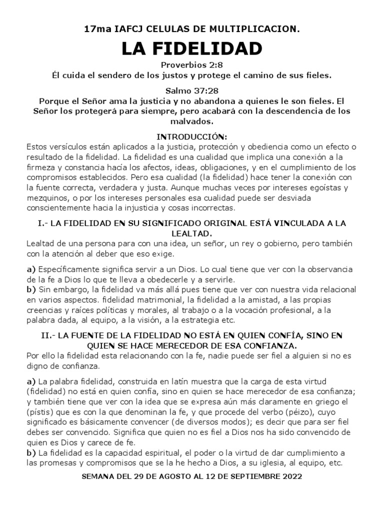 La Fidelidad: Valor y Compromiso | PDF | Lealtad | Fe