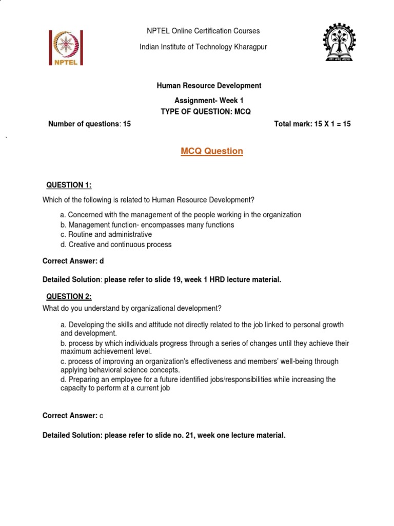 MCQ Question | Download Free PDF | Human Resources | Behavior Modification