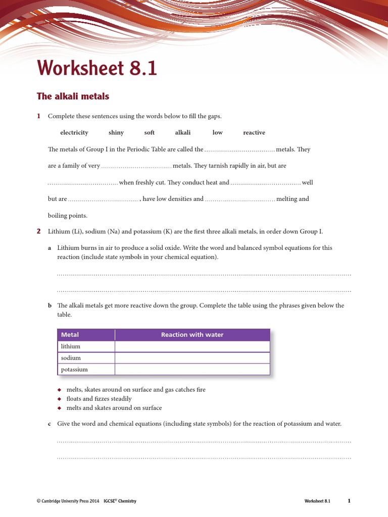 Worksheet 1 and 2 PATTERNSAND PROPERTIES OF METALS | PDF | Metals ...
