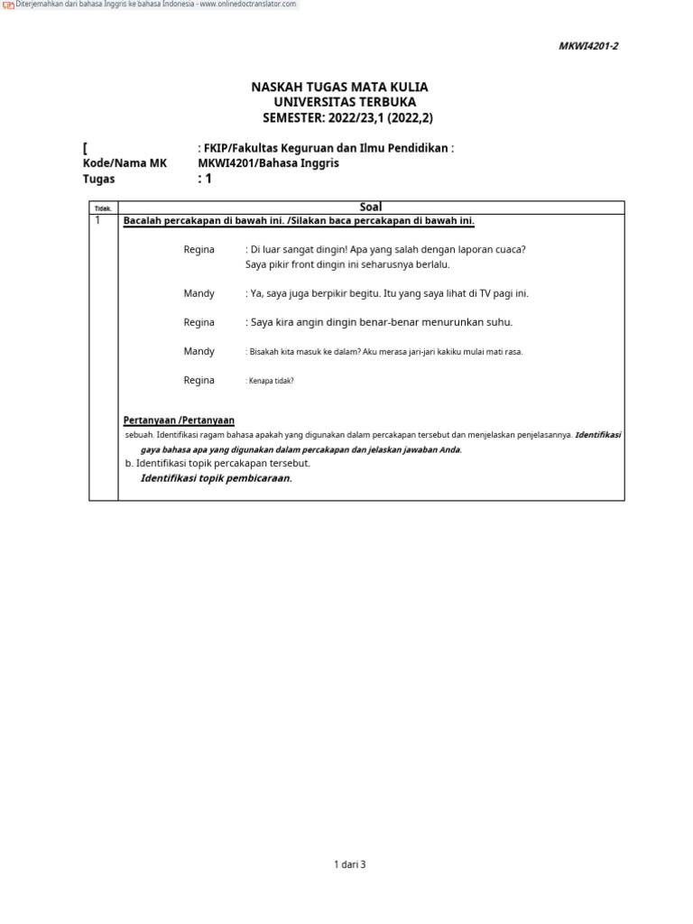 Soal Mkwi4201 tmk1 2.en - Id | PDF