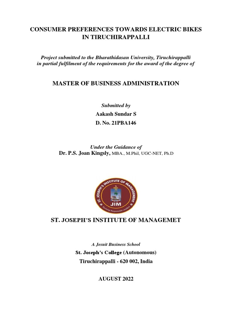 Consumer Perception Towards Electric Bikes | PDF | Utility | Consumer ...