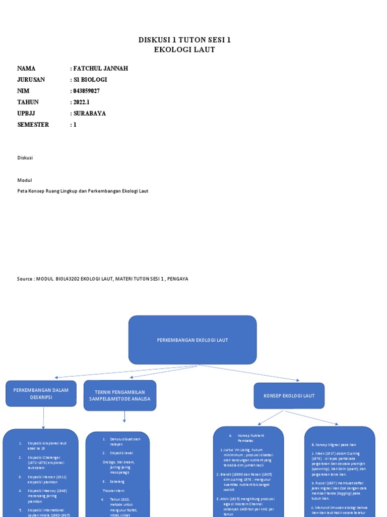 Diskusi 1 Tuton Sesi 1 Ekologi Laut | PDF