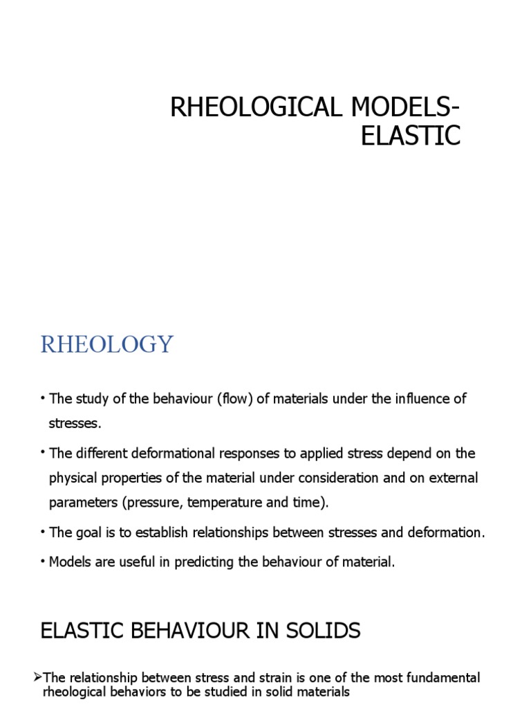 Elasticity in Rheological Models | PDF