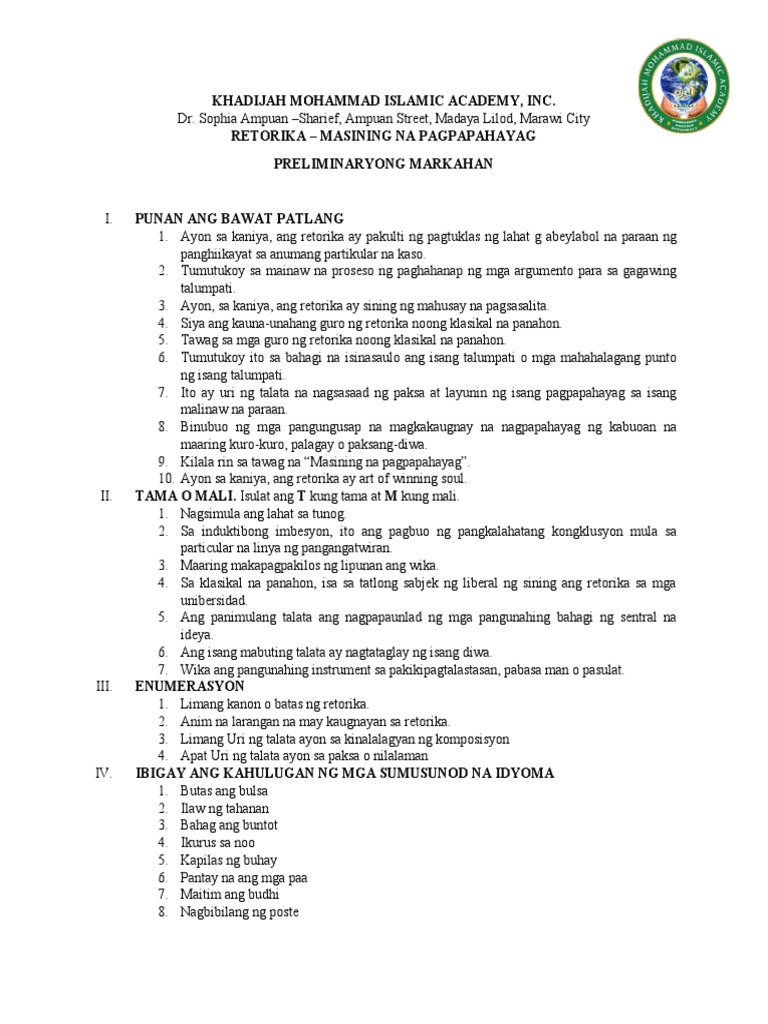 Retorika Exam - 40 Copies | PDF