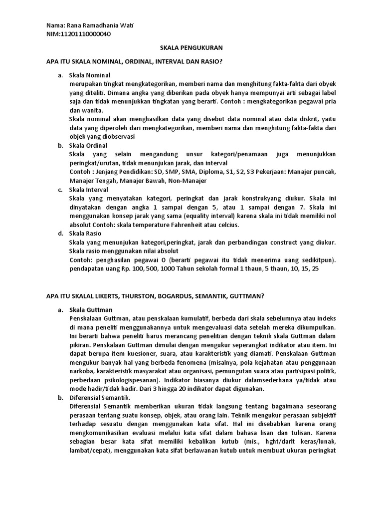 Resume 8 - Jenis-Jenis Skala | PDF