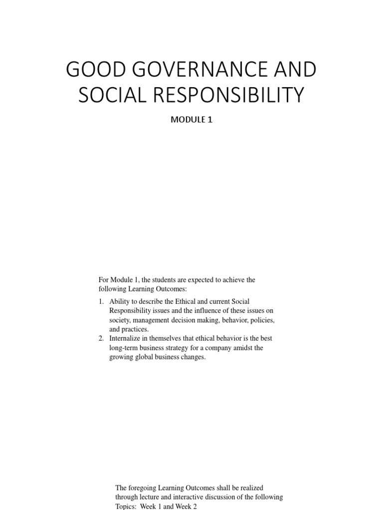 Goodgov Module 1 | PDF | Morality | Business Ethics