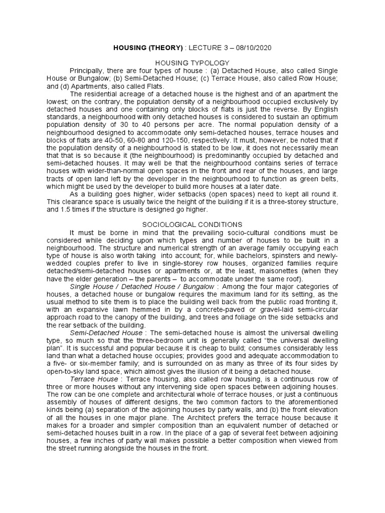 Housing (Theory) 3 | PDF | Apartment | Single Family Detached Home