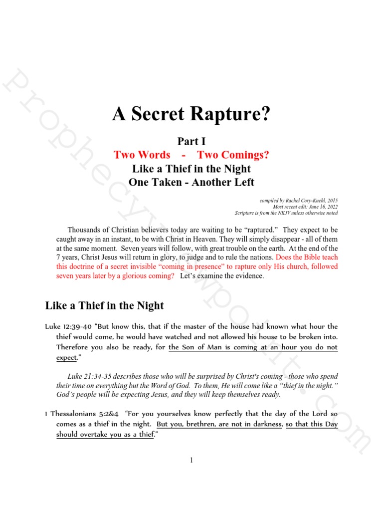 16b-Secret Rapture-Part I | Download Free PDF | Rapture | Second Coming
