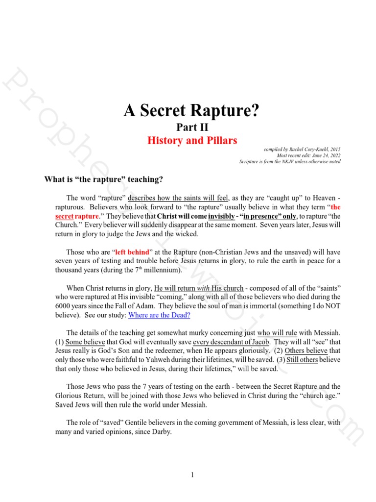 Understanding the Secret Rapture Doctrine | PDF | Dispensationalism | Jesus
