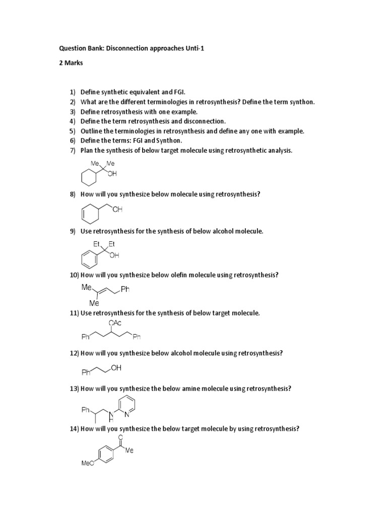 Retrosynthesis questions for disconnection approaches | PDF | Organic ...