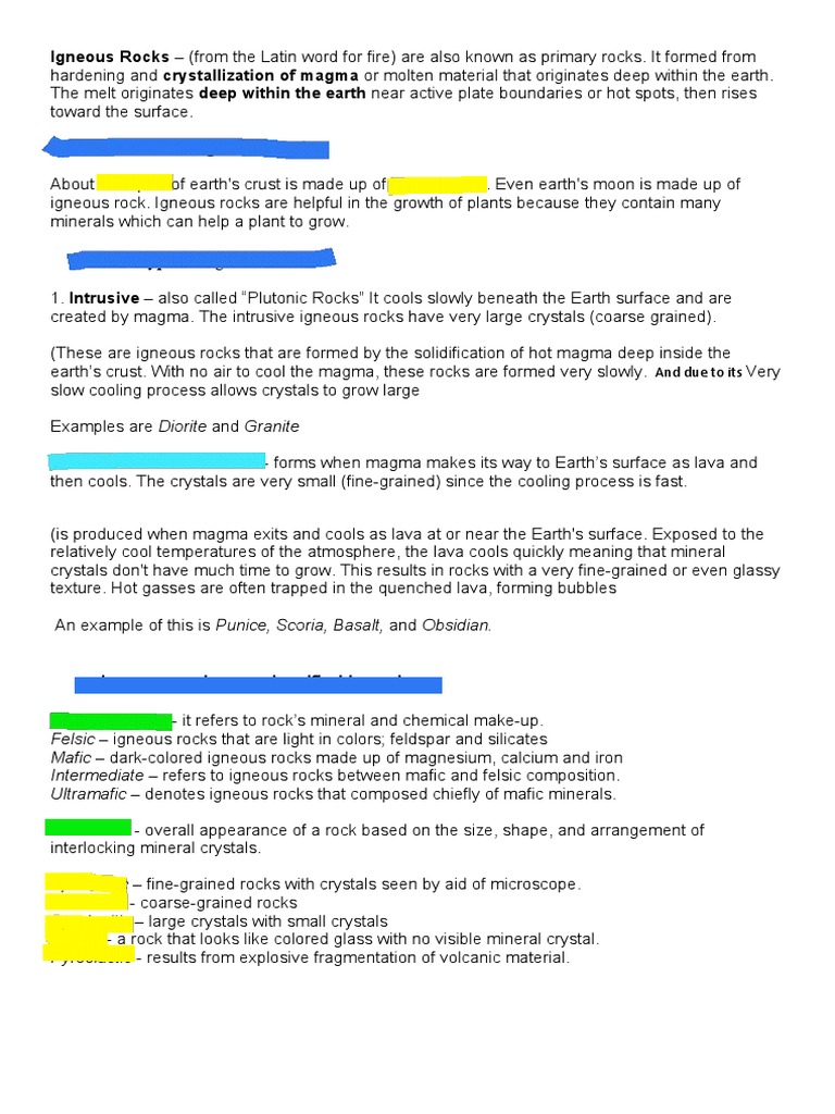 Igneous Rocks G11 Science | PDF | Igneous Rock | Rock (Geology)