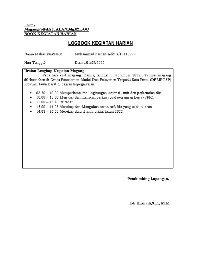 Logbook Harian | PDF