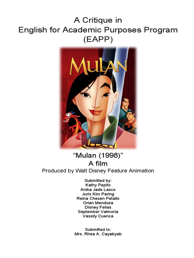 Critique Paper About Mulan | PDF