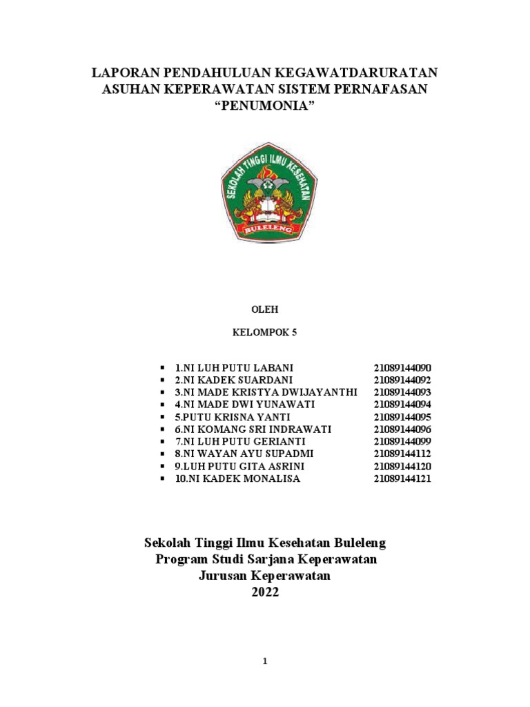 LP Askep Gadar Pneumonia Kelompok 5 | PDF