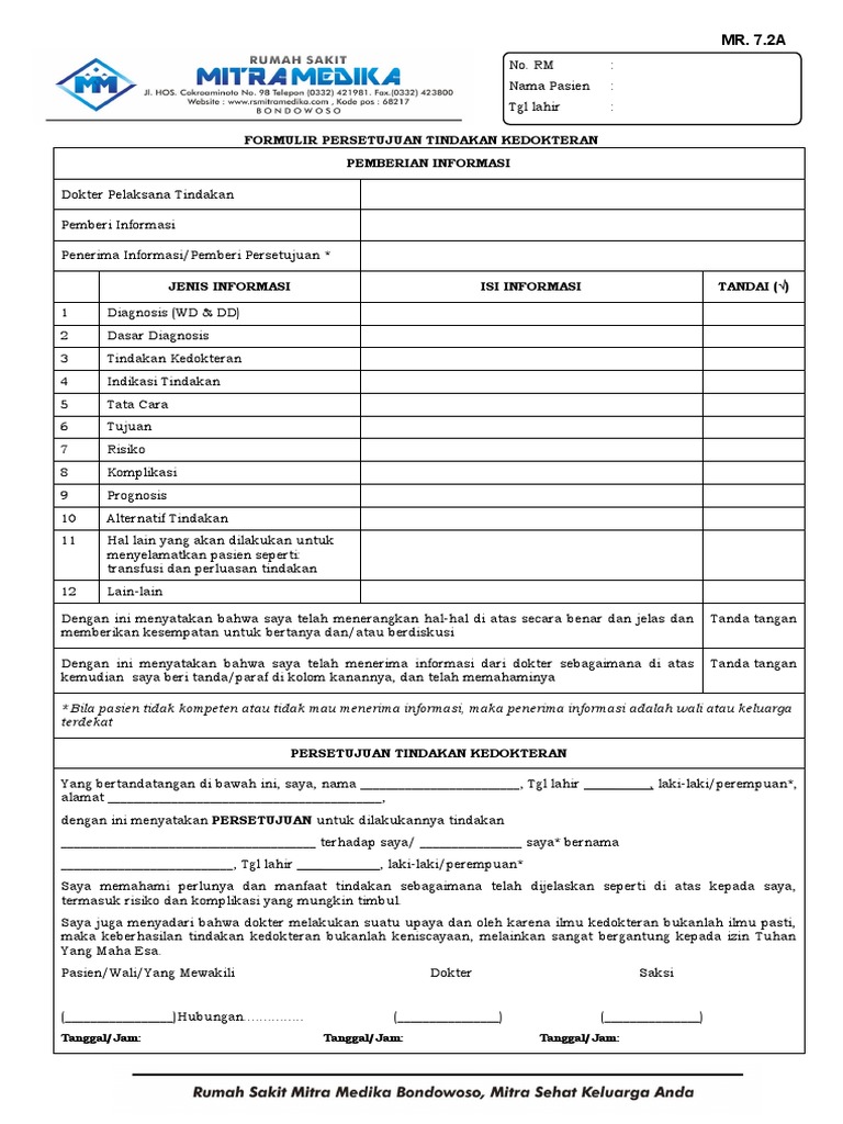 Form Informed Consent Dan Penolakan Tindakan | PDF | Pengembangan Diri