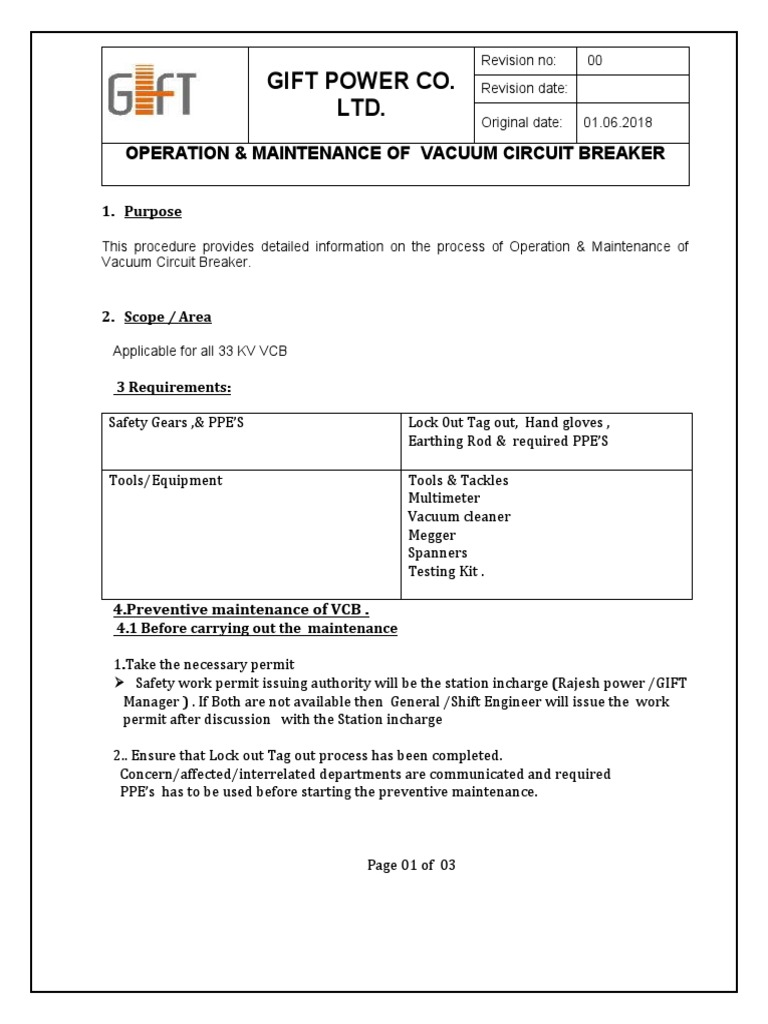 Work Instruction VCB | Download Free PDF | Personal Protective Equipment | Electrical Engineering