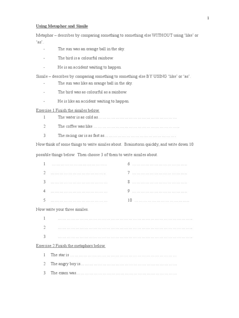 Similes and Metaphors in Poetry | PDF | Poetic Devices