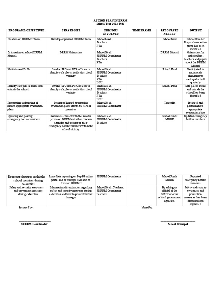 DRRM Action Plan | PDF | Emergency Management | Emergency