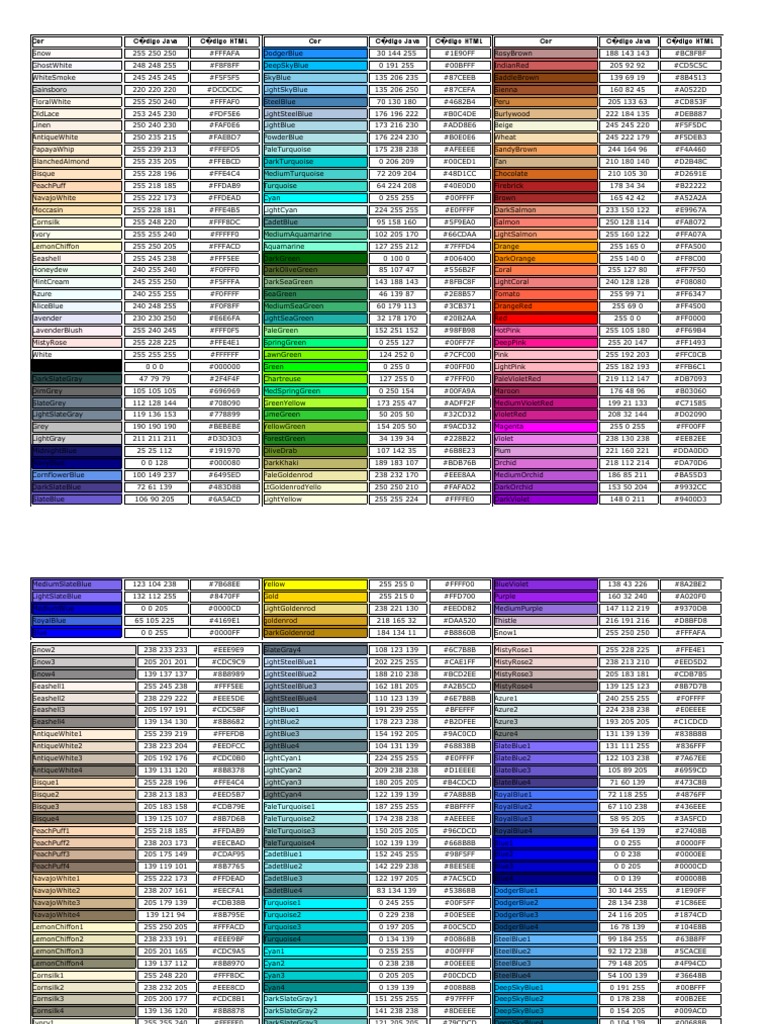 Tabela de Cor Hexadecimal e RGB | Game Theory | Cascading Style Sheets