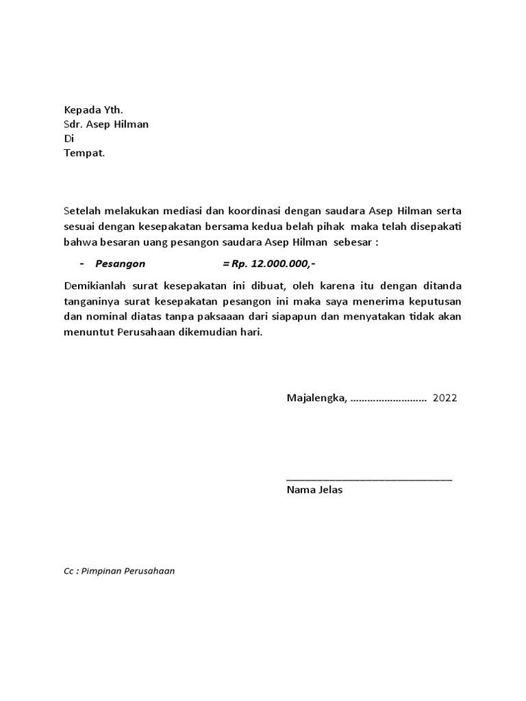 Surat Ketentuan Pesangon | PDF