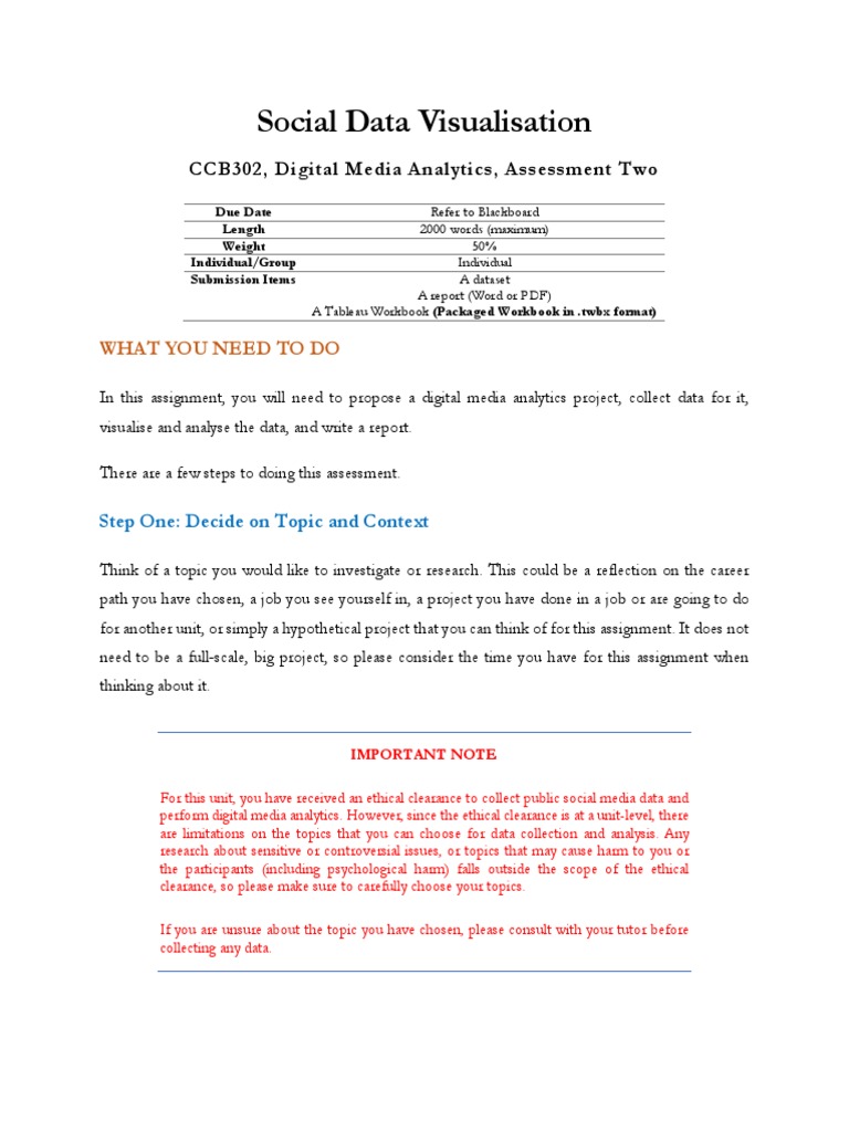 CCB302 Assessment 2 Task Sheet | PDF | Visualization (Graphics) | Analytics